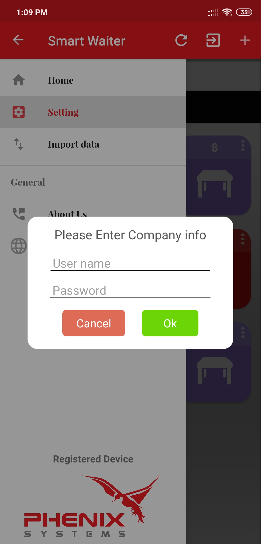 Phenix systems | Smart waiter App